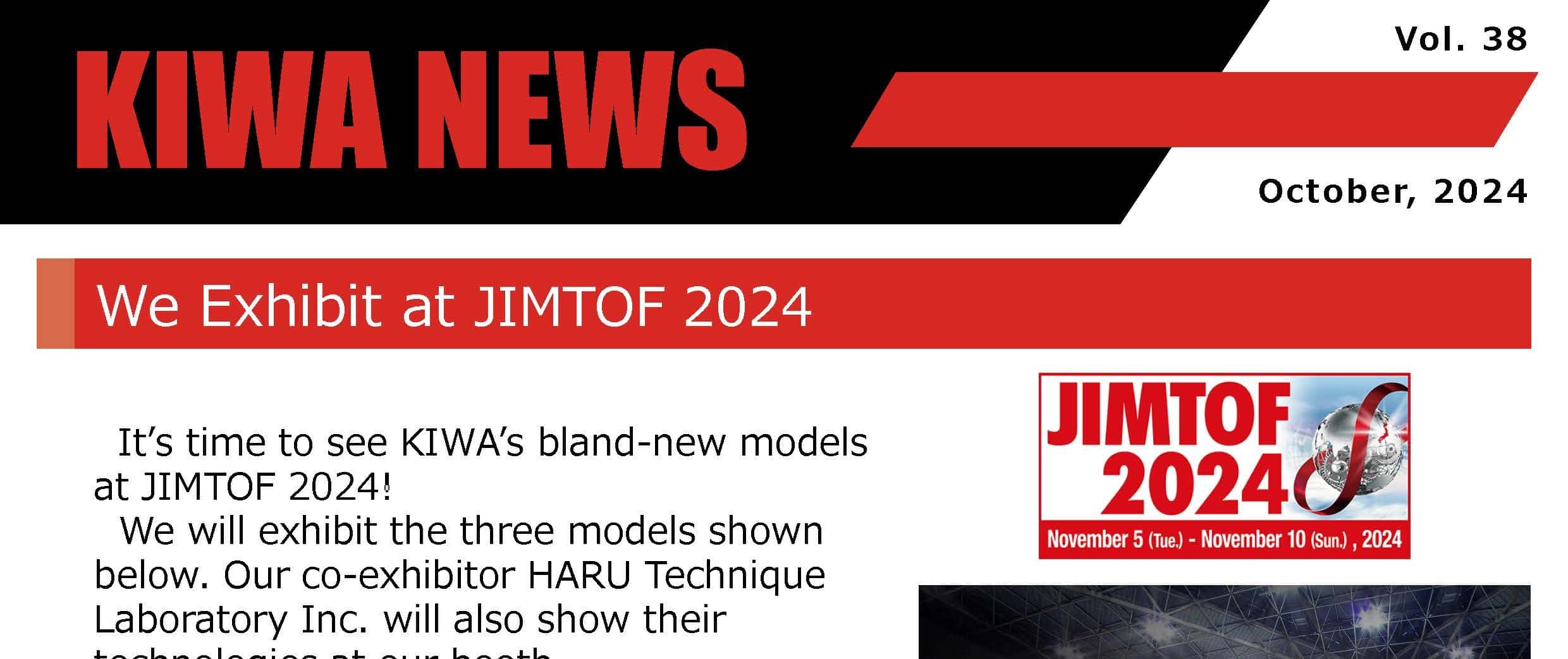 KIWA NEWS Vol. 38 issued | KIWA MACHINERY CO., LTD.